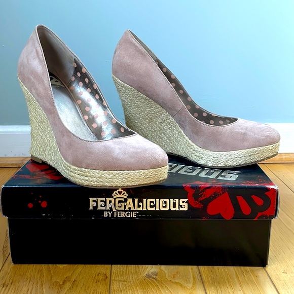Fergalicious | Shoes | Fergalicious Ultimate Suede Nude Rope Wedge Size ...